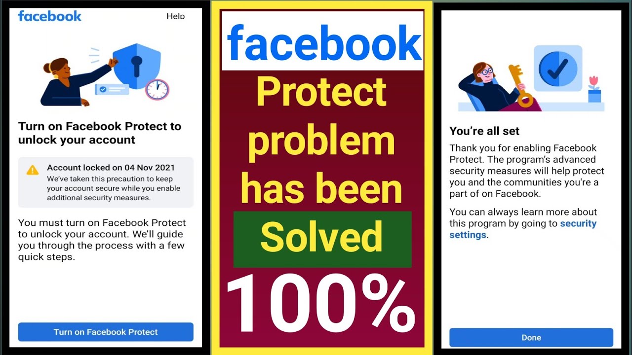 How To Solve Facebook Protect Problem | Easy way | Turn on facebook ...