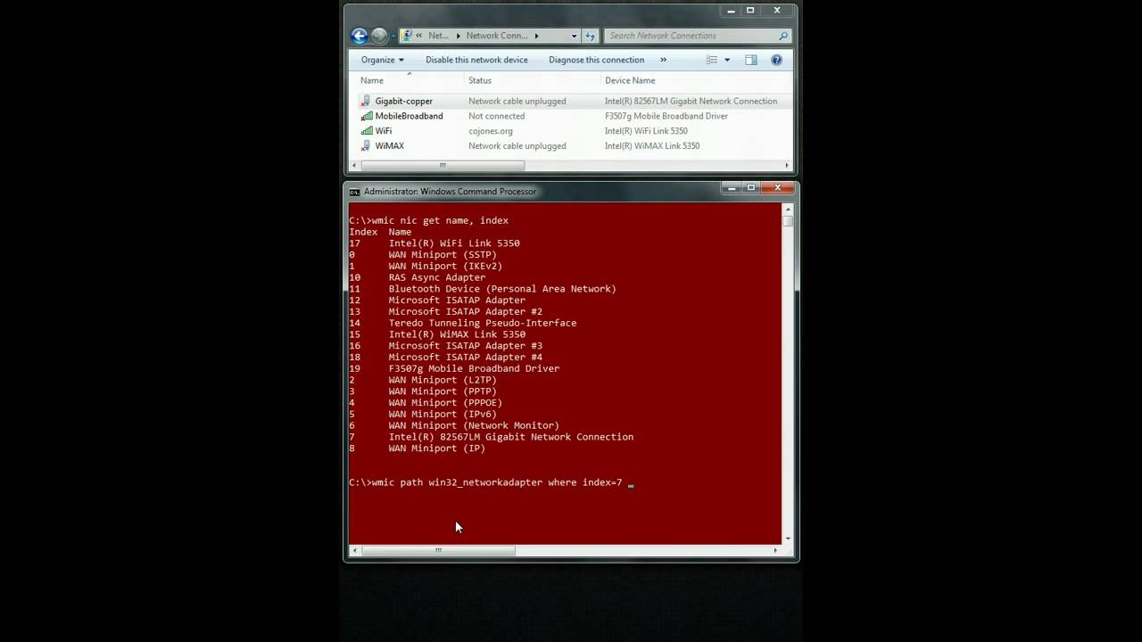 Windows Commandline Nic Enable Disable Youtube