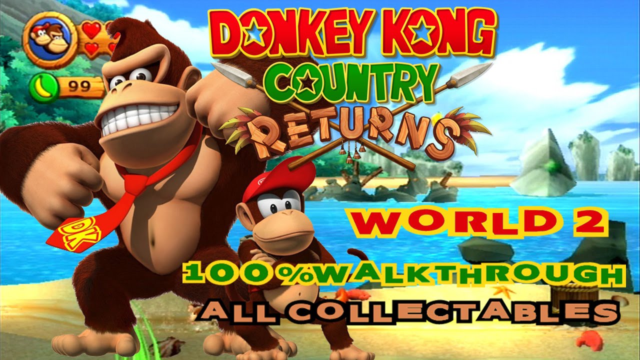 DK Country Returns - World 2 - 100% All Kong Letters & Puzzle Pieces ...