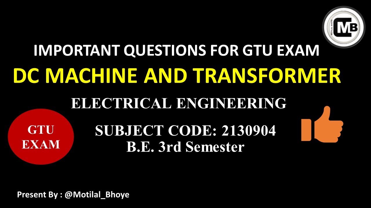 DC Machine & Transformer GTU Exam Important Questions || Electrical ...