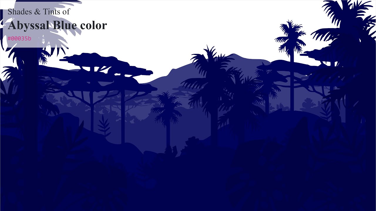 Shades & Tints of Abyssal Blue color #00035b A Warm Blue color #000250 ...