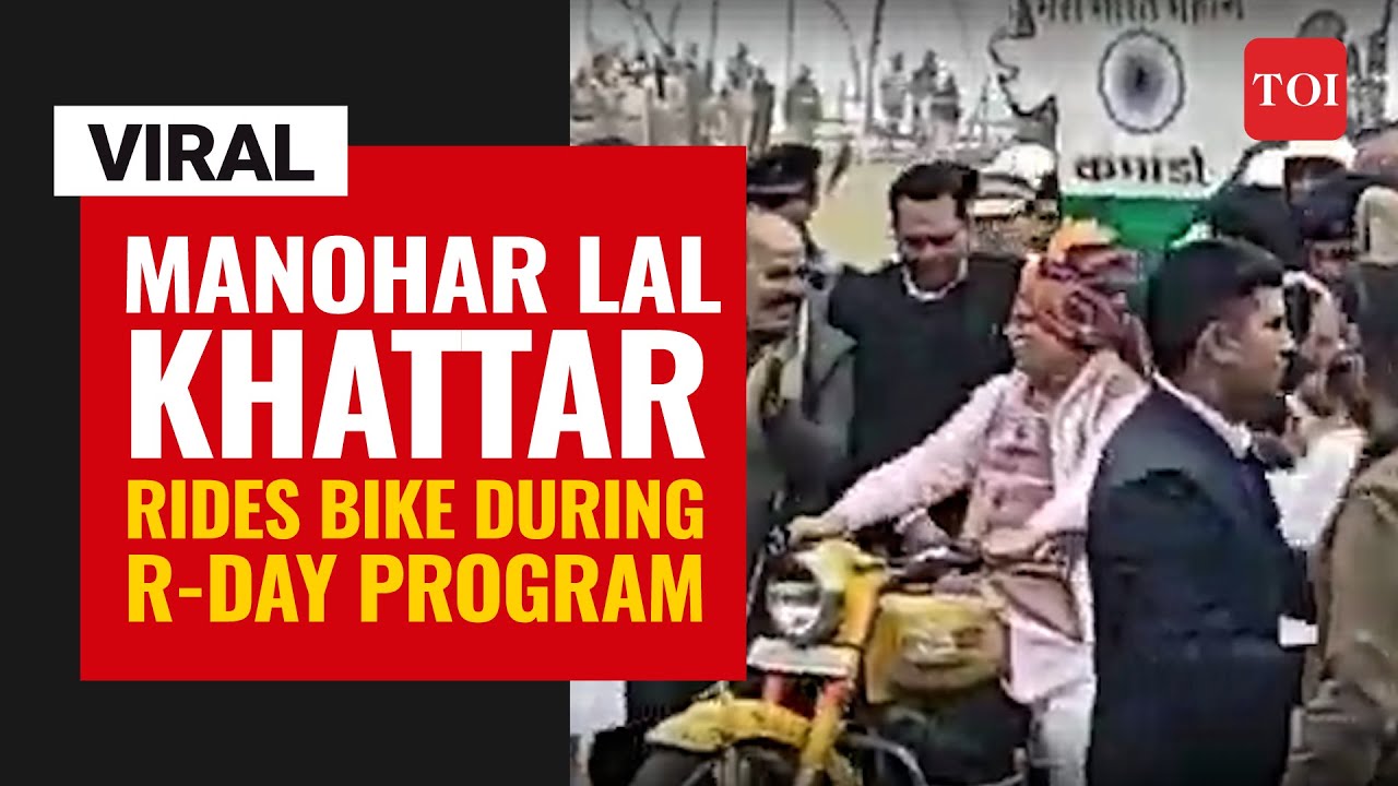 Viral video | Manohar Lal Khattar rides bike during Republic Day ...