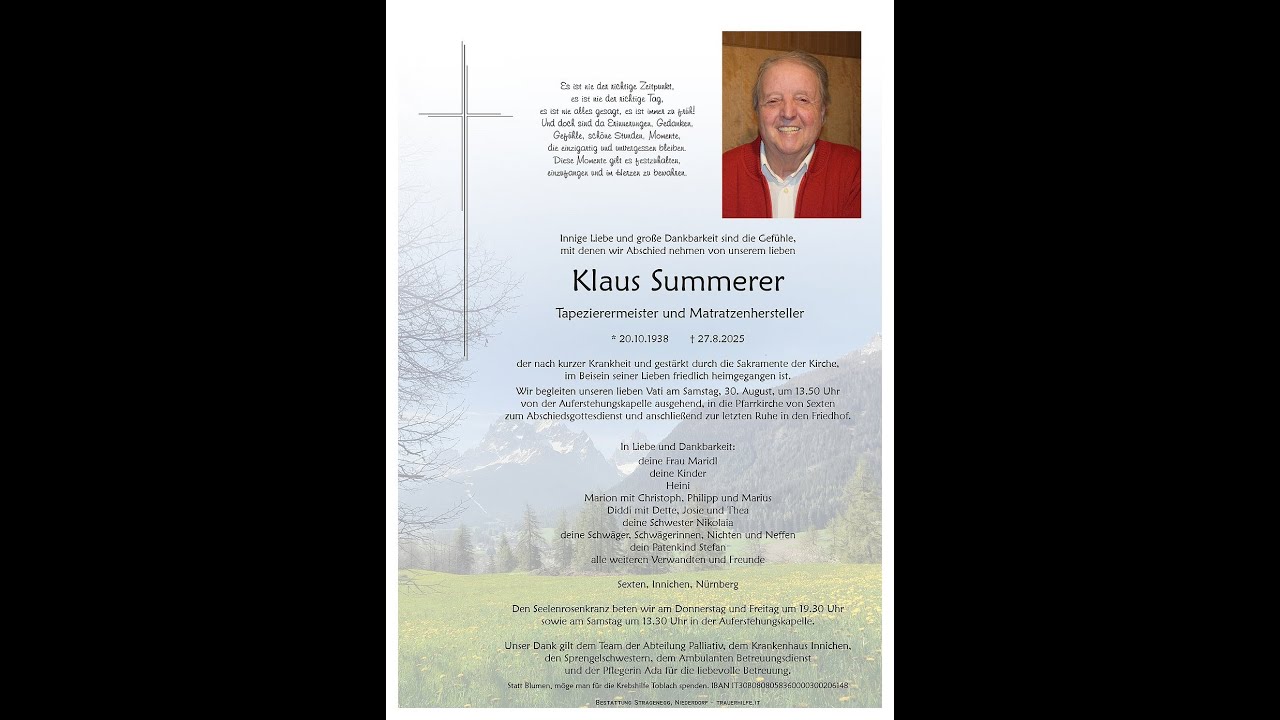 Auferstehungsgottesdienst für Klaus Summerer - YouTube