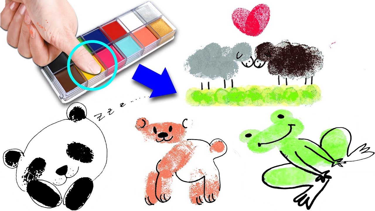SIMPLE FUNNY FINGERPRINT ART IDEAS - YouTube