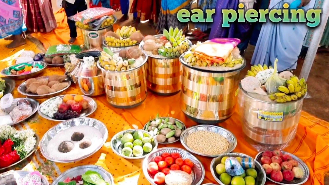 Ear piercing ceremony function//கிராமத்து காது குத்து//village function Dindigul - YouTube