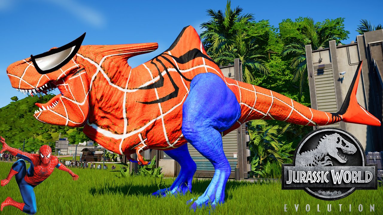 [Jurassic World Evolution] Spiderman Megalodon Rex Vs Orczilla ...