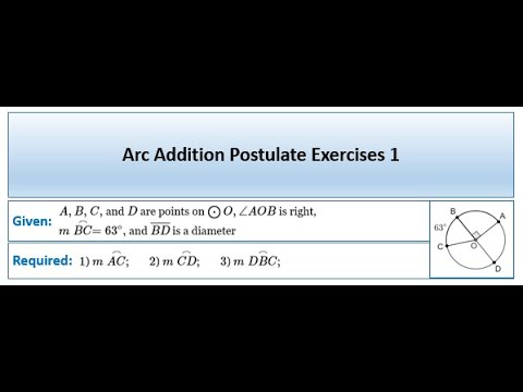 (Grade 10) Arc Addition Postulate Example 1 - YouTube