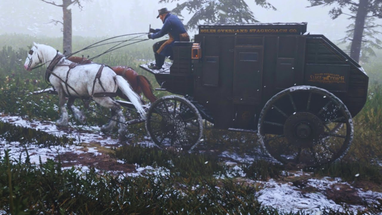 Winter Horse Carriage Ride with Arthur Morgan in Snowy Forest | RDR2 ...
