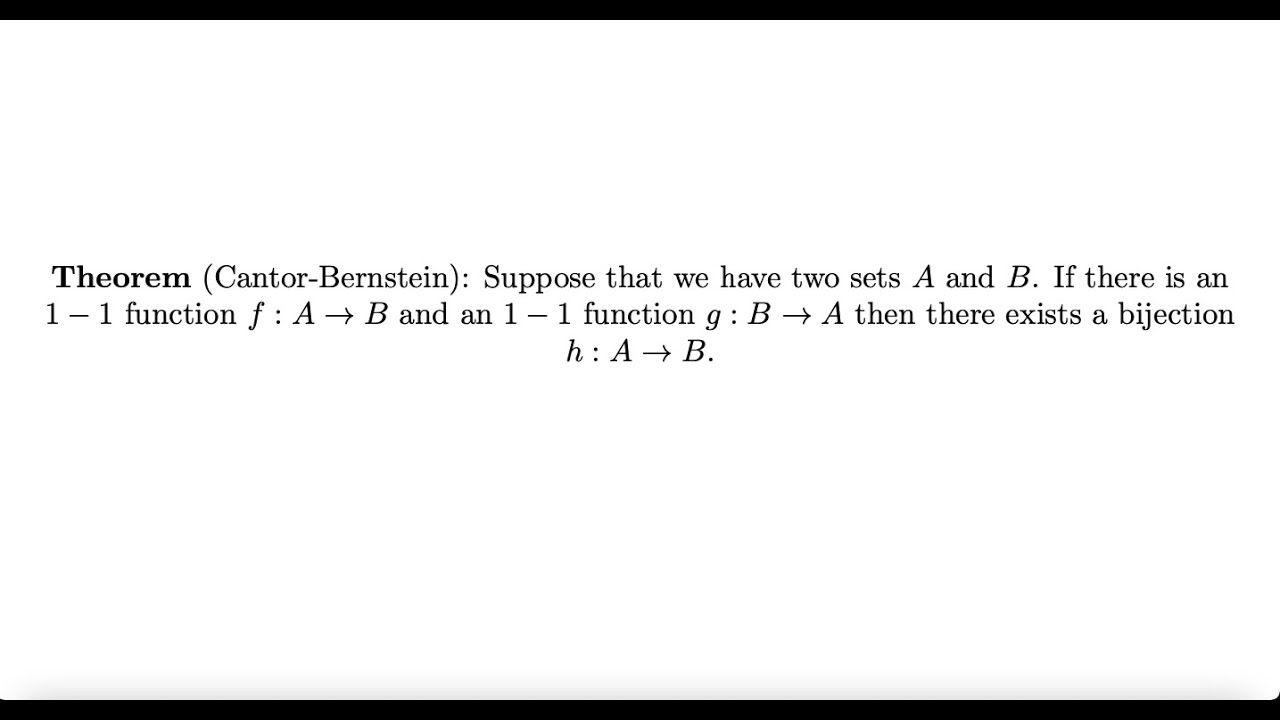 The Famous Cantor-Bernstein Theorem of Set Theory - YouTube