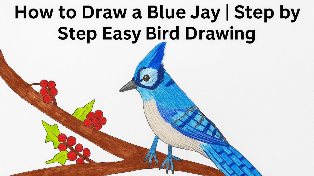 “How to Draw a Blue Jay | Step by Step Easy Bird Drawing - YouTube