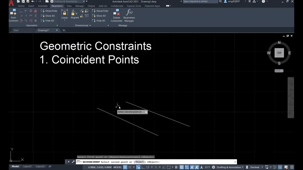 AutoCAD 2021 Tutorial: Geometric constraints (1) Coincident points - YouTube