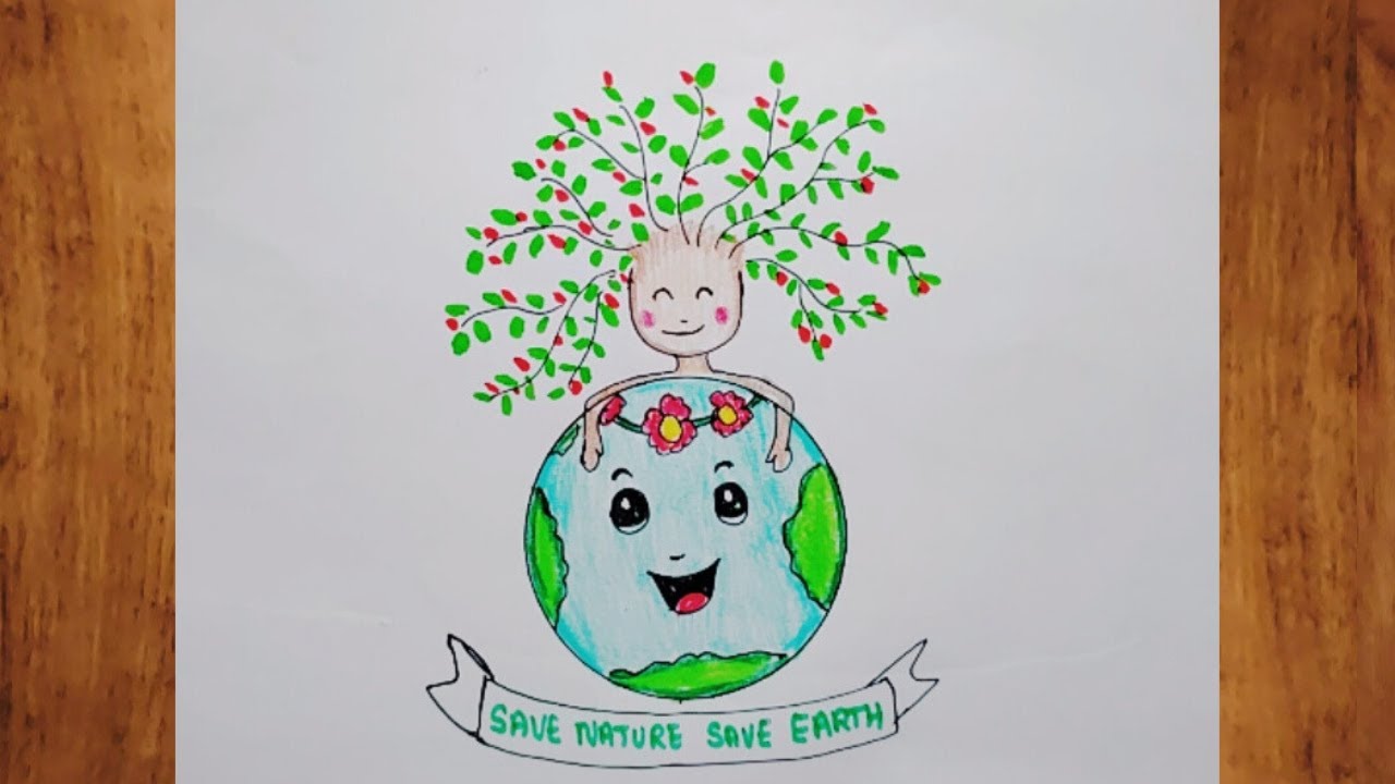 Earth day drawing|save nature save earth drawing|mother nature drawing ...
