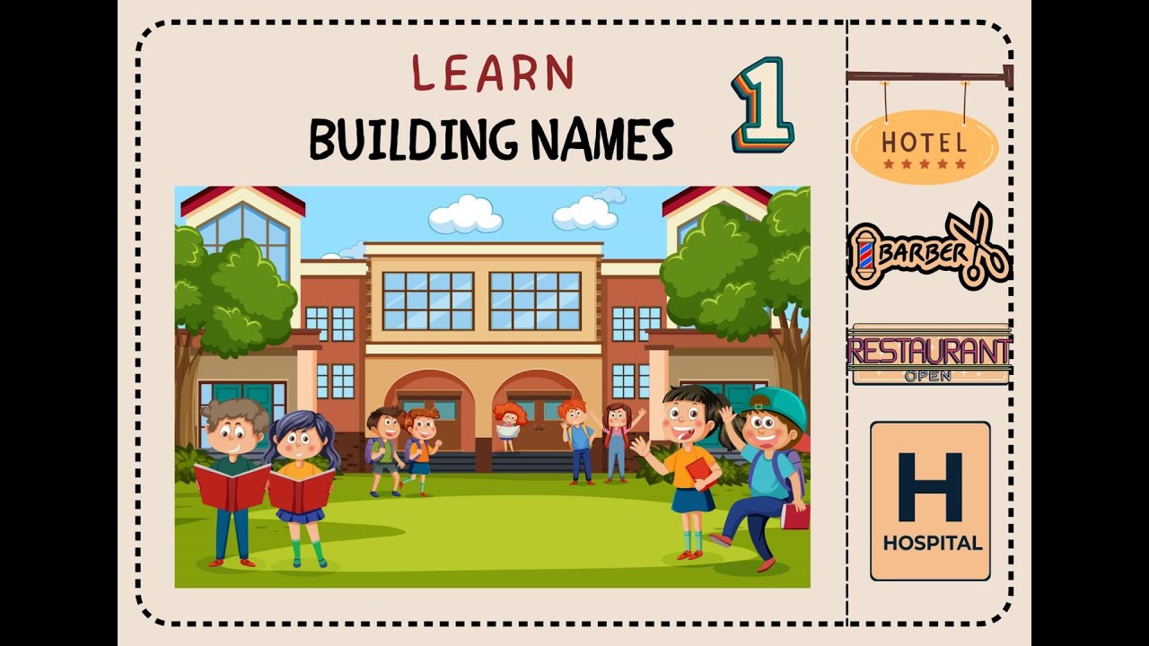 BUILDINGS VOCABULARY for Kids, Kindergarten Lessons - Learn Building ...