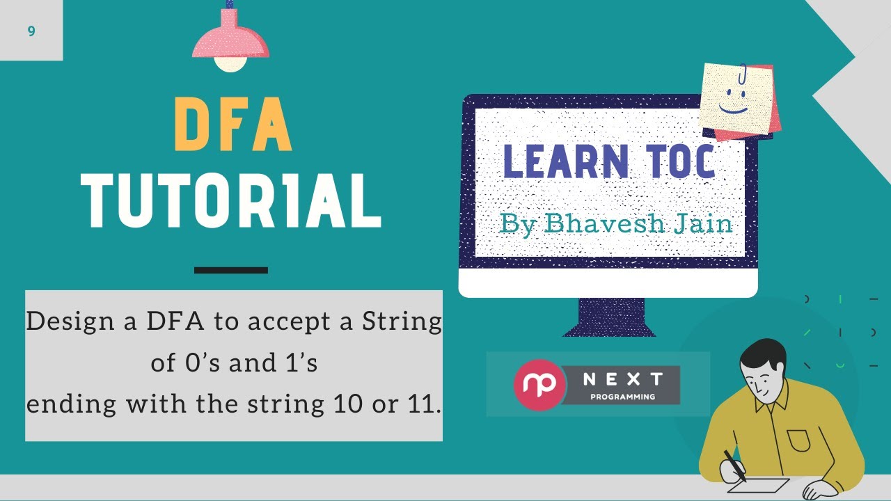 Design A Dfa To Accept A String Of 0s And 1s Ending With The String 10 Or 11 Youtube