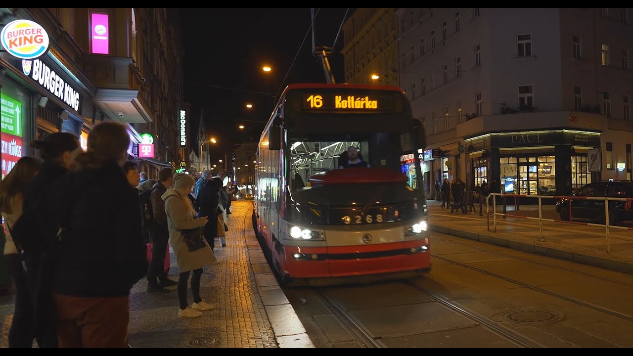 Czech Republic, Prague, tram night ride from I.P. Pavloval to Anděl ...