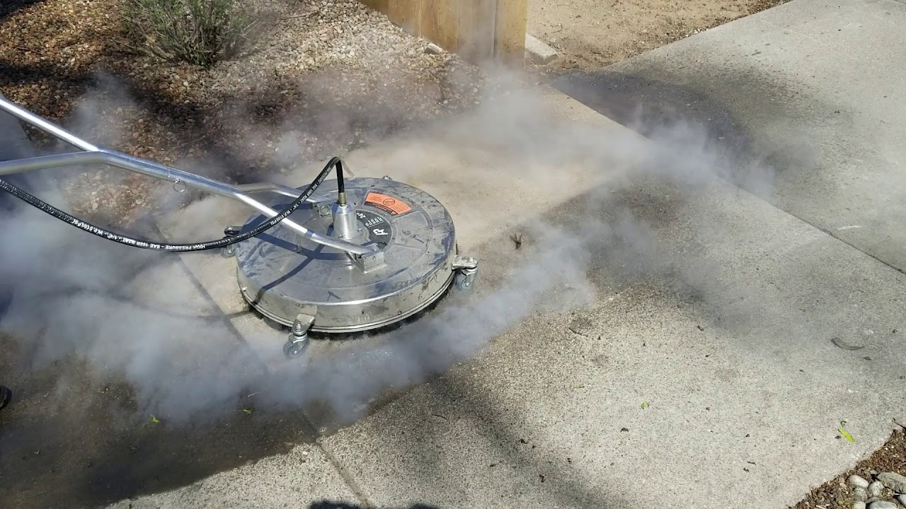 Cleaning a Sidewalk With the Surface Cleaner - YouTube