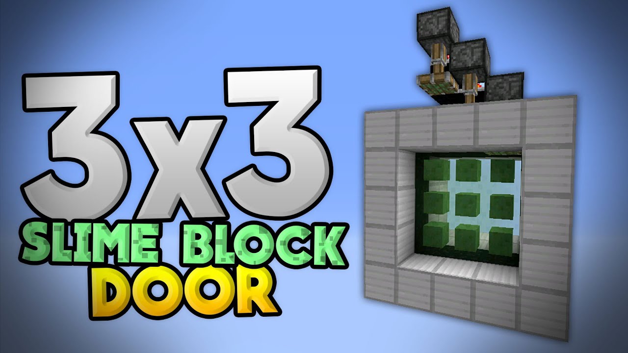 3x3 SLIME BLOCK DOOR TUTORIAL - Compact Redstone Door in MCPE 0.15.0 ...