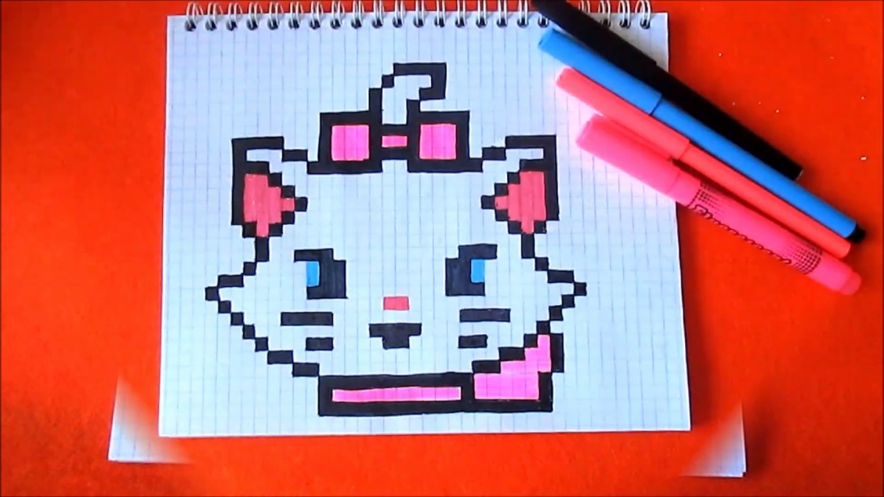 Кошечка Мари - Marie Cat - Как нарисовать по клеточкам Пиксель Арт ...