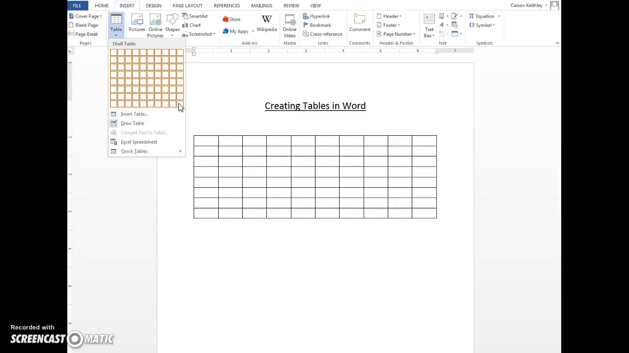 How To Create Tables In Word YouTube How To Create Tables In Word YouTube