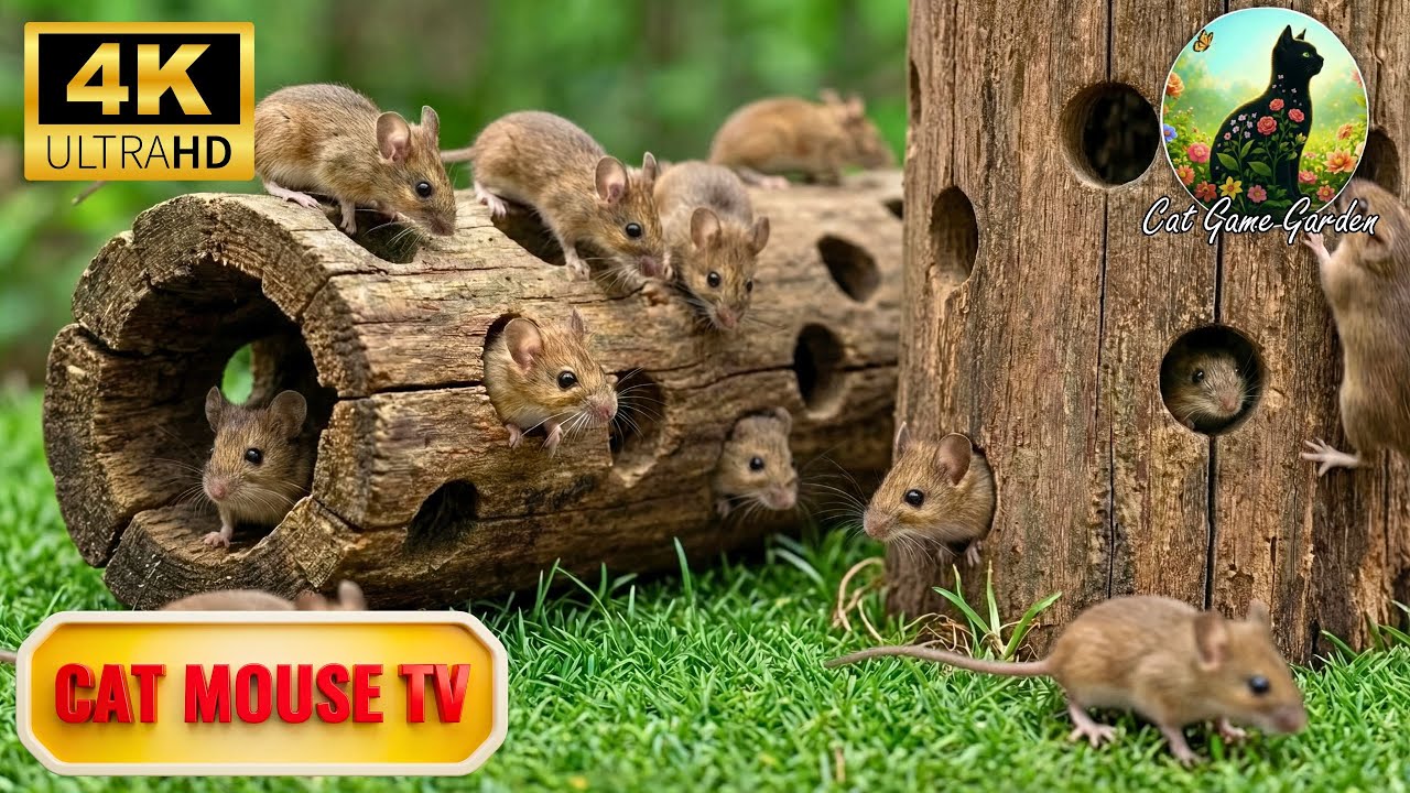 Cat TV Mouse Game 🐭 | Ultra-Realistic Mice in Natural Leaf Maze 4K ...
