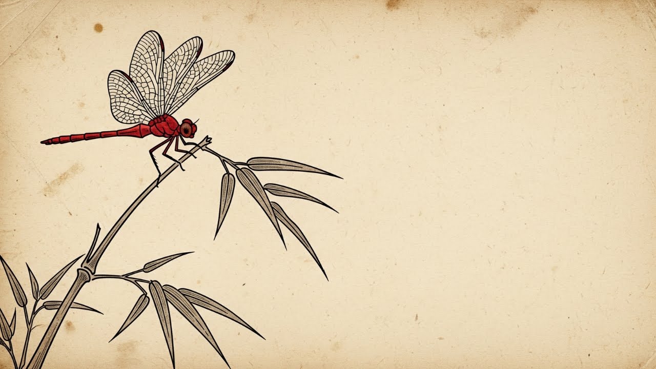 Ukiyo-e Red Dragonfly | 1 Hour Japanese Fue Flute for Study ...