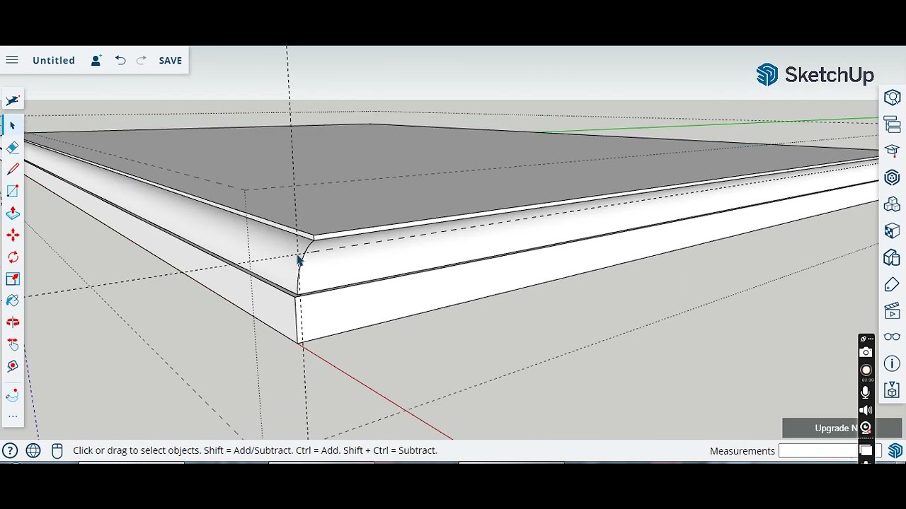 How to Beveled a counter or table top in SketchUp Online Version ...