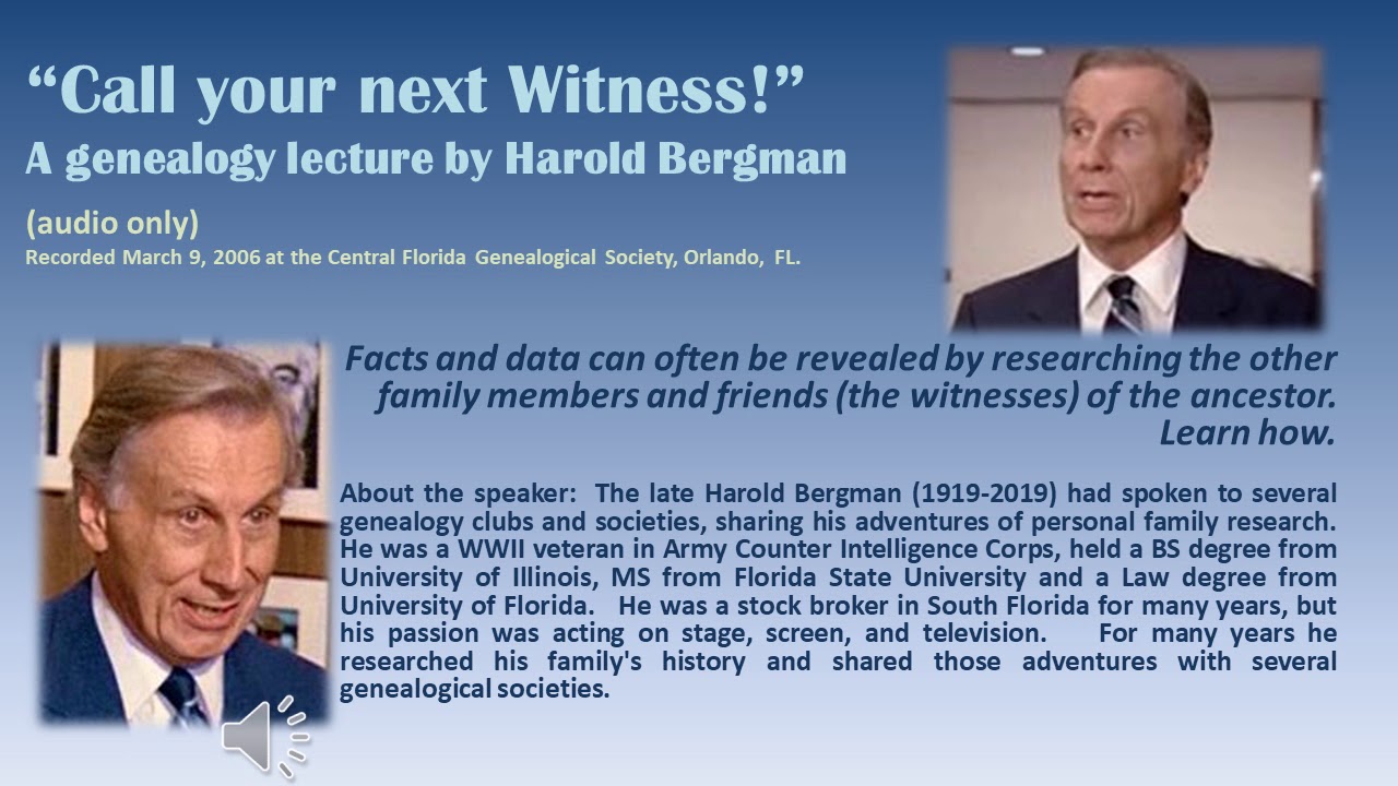 Harold Bergman: "Call your next Witness" - YouTube