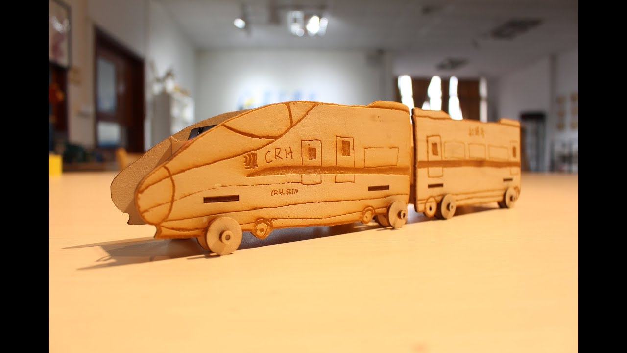 how to make a train by laser cutter(4) - YouTube