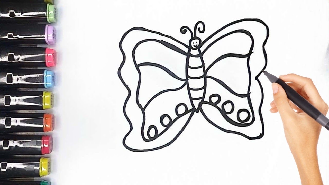 How to Draw a Butterfly for Kids | Painting, Drawing and Coloring for ...