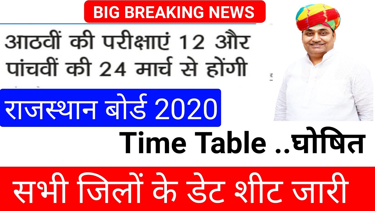 Rbse Class 8 Board Exam Time Table 2020 rbse 5th Class Time Table 2020 rbse-class-8-board-exam-time-table-2020-rbse-5th-class-time-table-2020