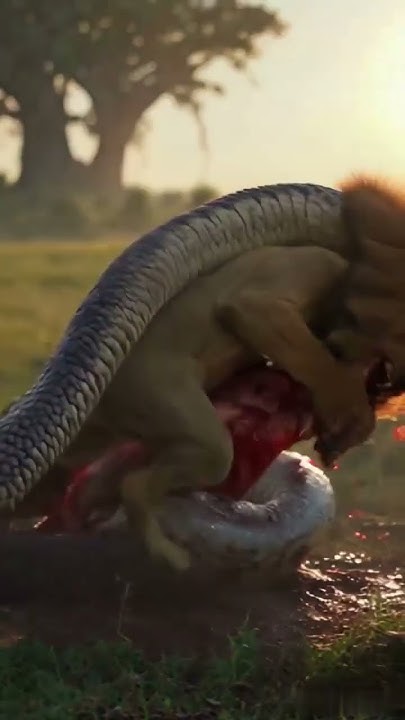 Brave Male Lion Battles Giant Python to Defend His Pride | Epic Animal ...