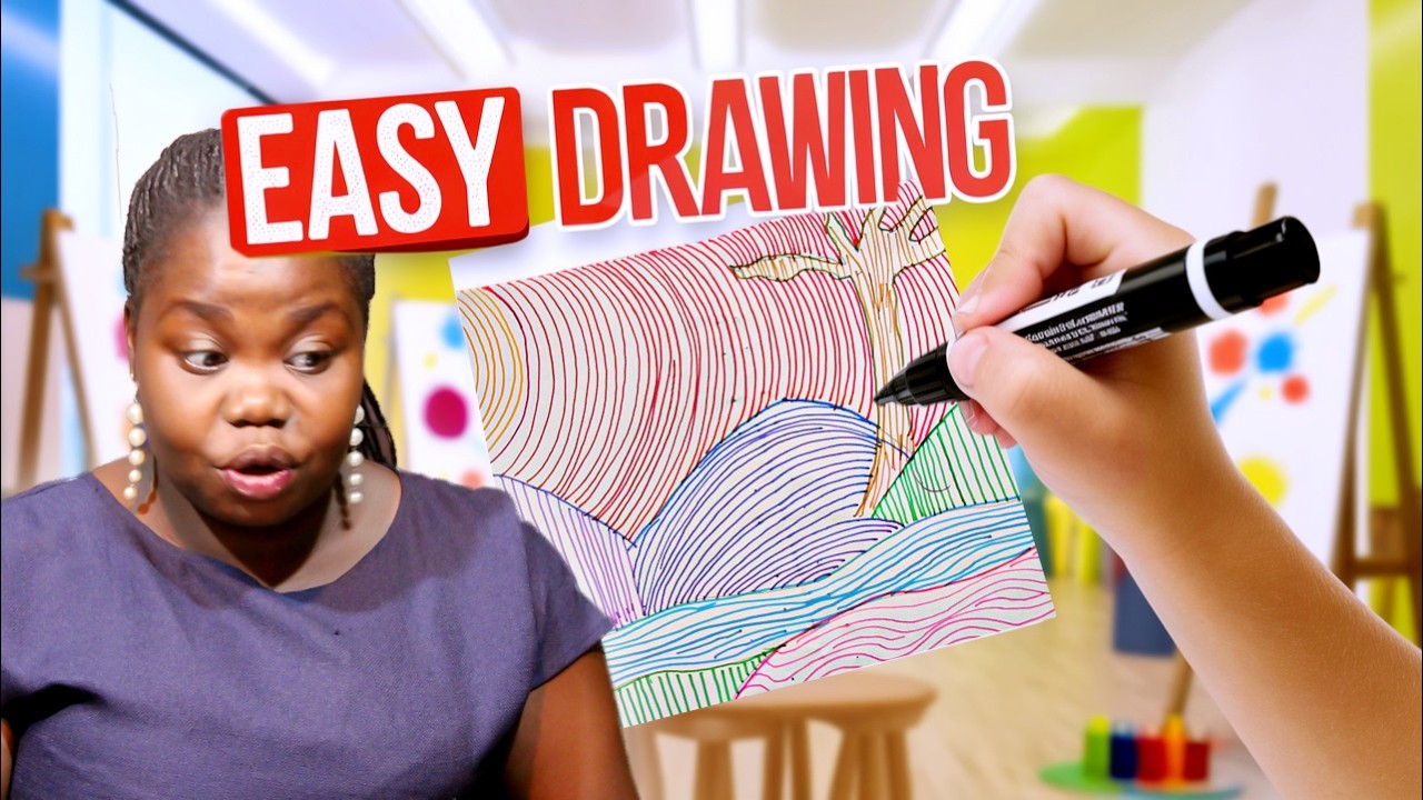 Creative Art for Kids! 🖍️ Easy Lines & Values Drawing Step-by-Step ...