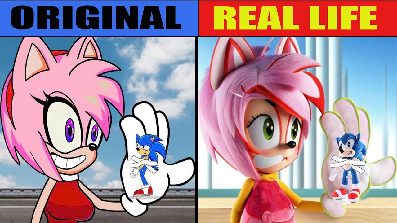AMY ROSE Oops Hi Teddy | Sonic The Hedgehog 3 Original vs Plush Toys - YouTube