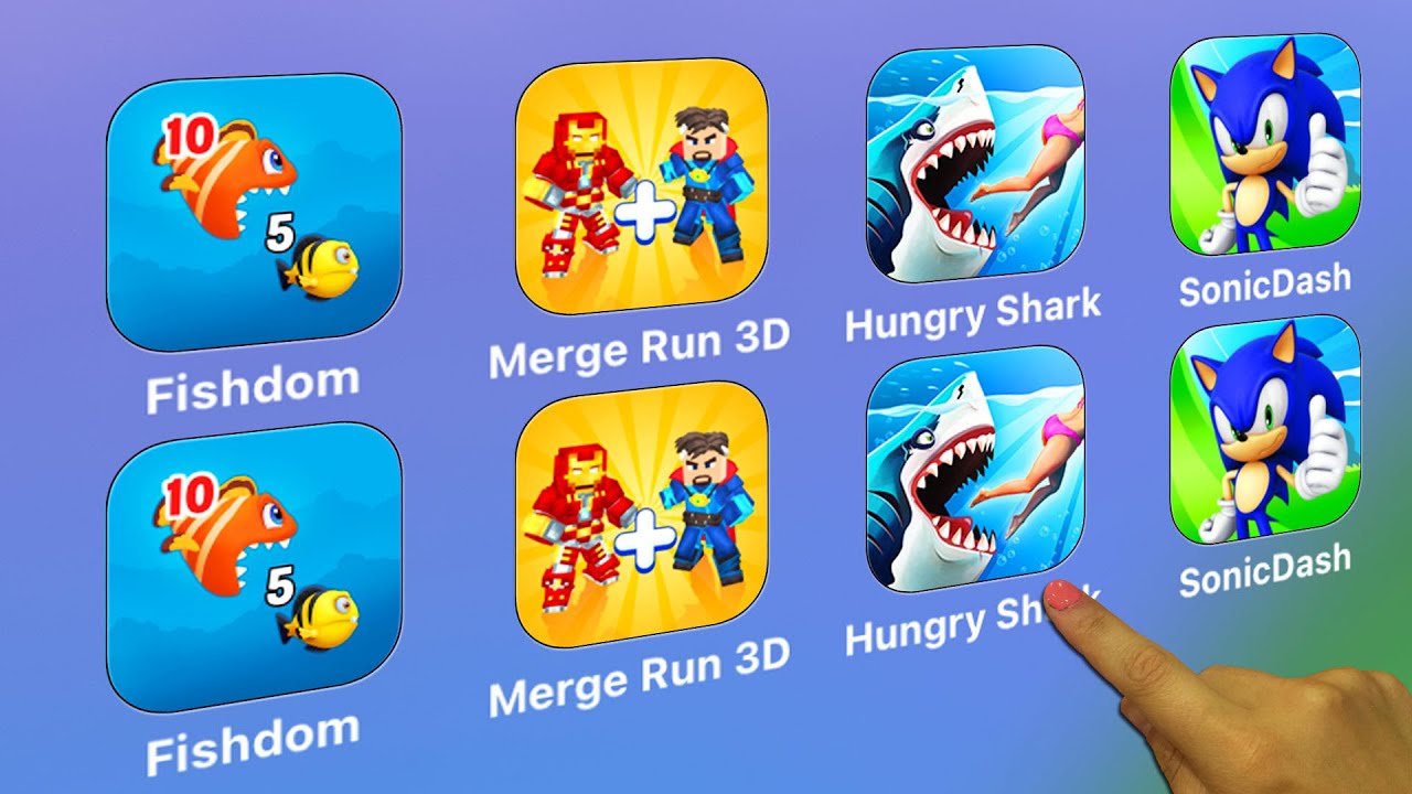 Fishdom, Merge Run 3D, Hungry Shark, Sonic Dash - YouTube