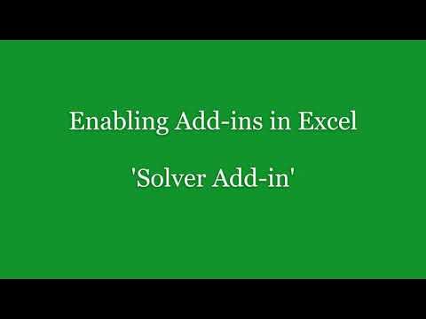 Enabling Add in in Excel - Solver Add in - YouTube