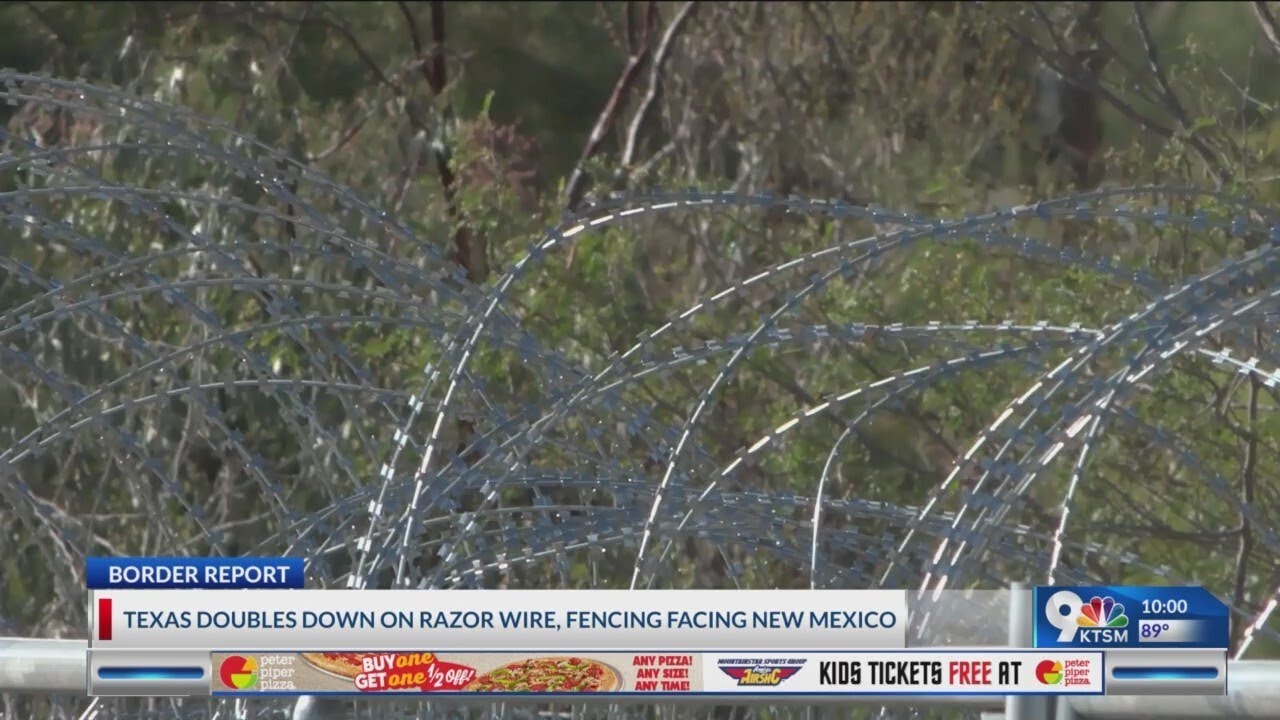 Texas adds razor wire, fencing near New Mexico - YouTube