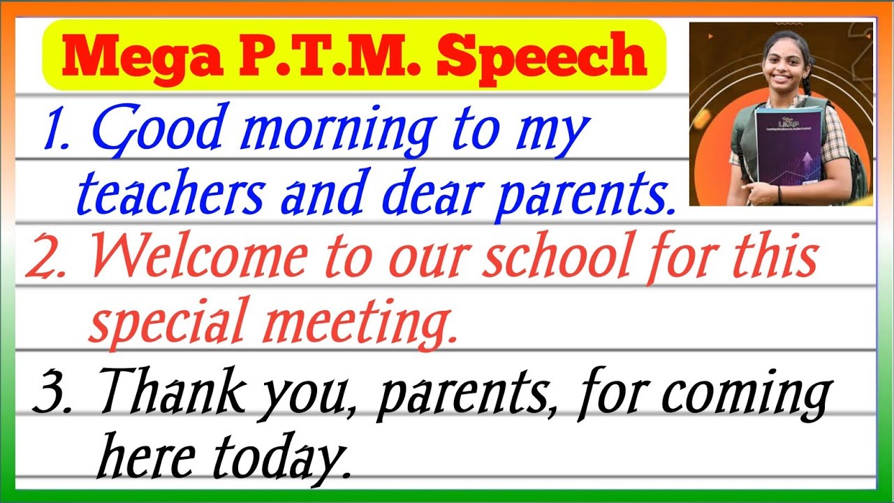 Mega PTM Speech in English | Mega Parents Teachers Meeting speech for ...