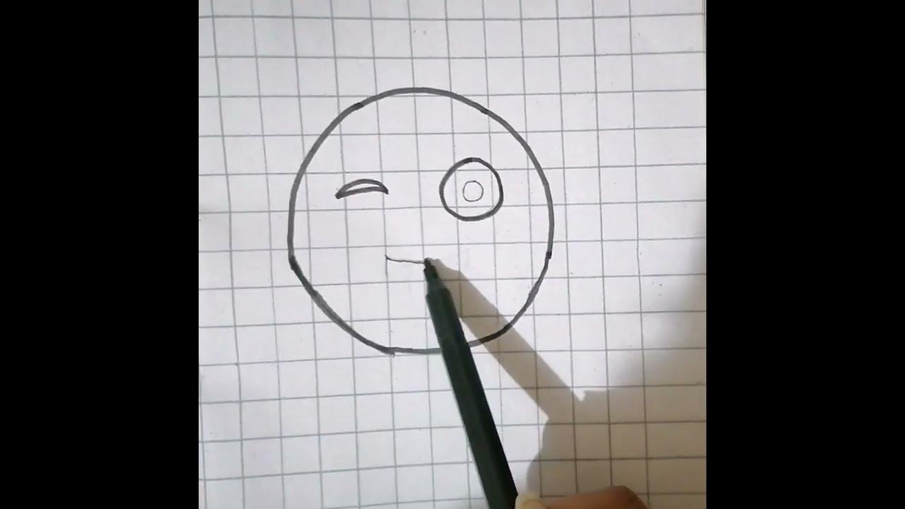 How To Draw A Winking Face Emoji Easy Drawing Tutorial Youtube