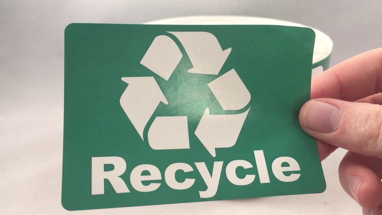 Green Recycle Stickers With White Recycle Logo - YouTube
