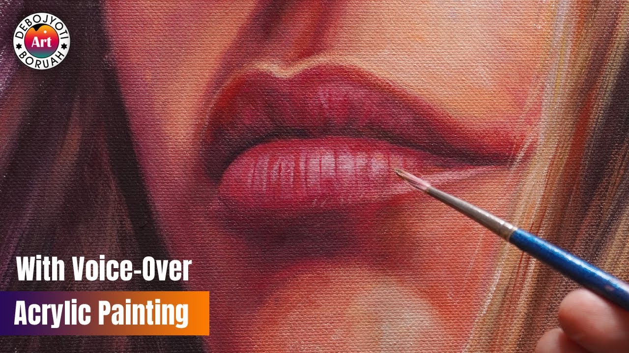 How to Paint Realistic Lips Painting with Acrylic Voice-Over by ...