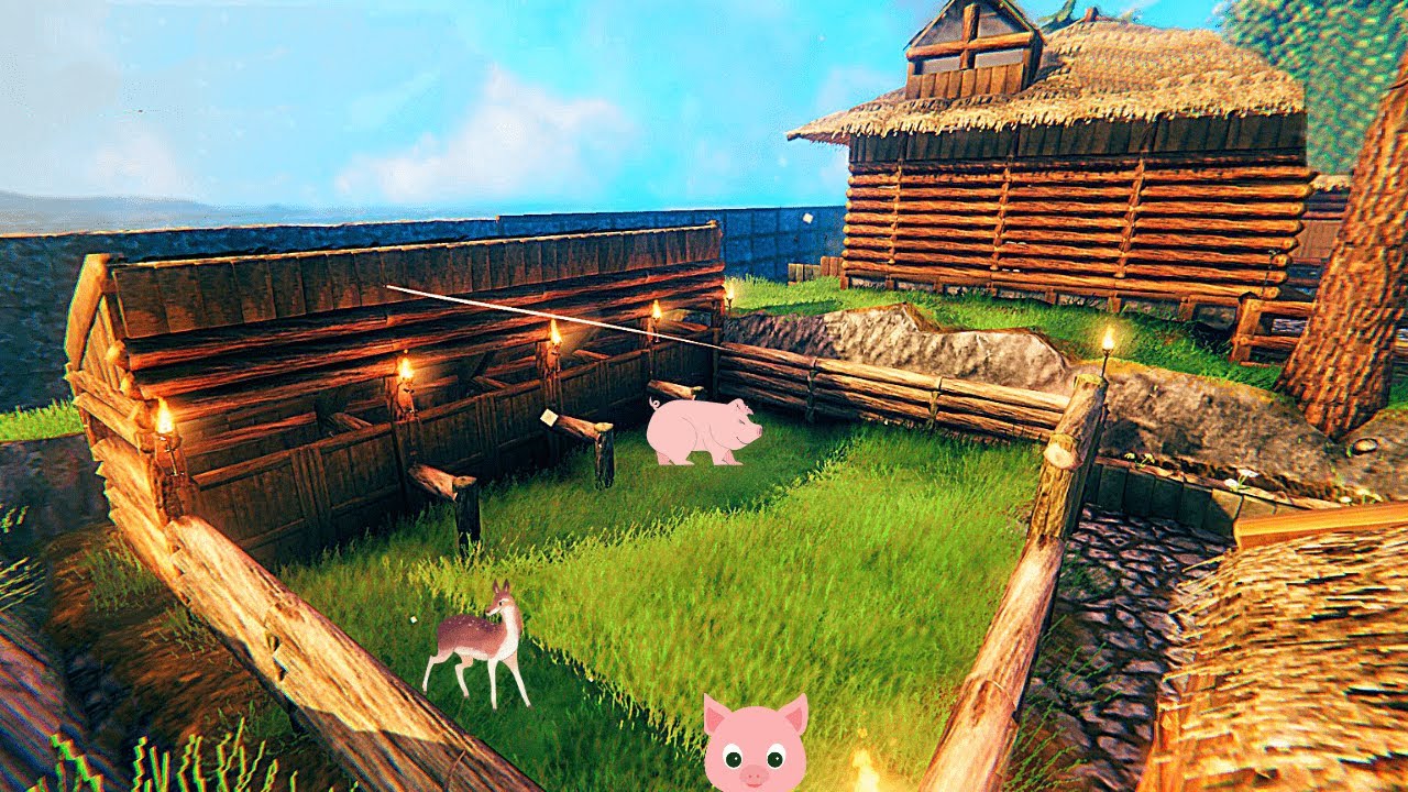 Valheim - How to Build an 🦌 Animal Barn/Shed 🐷 - YouTube