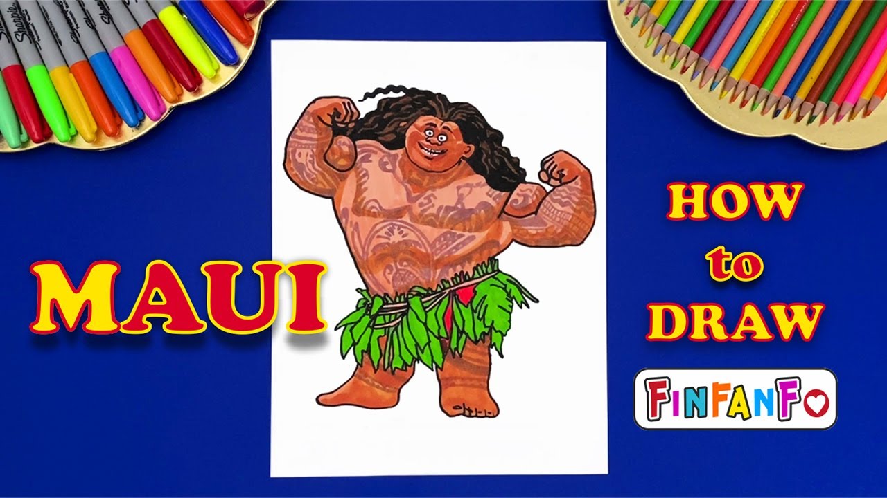 How to draw Maui from Moana step by step I Disney characters drawing ...