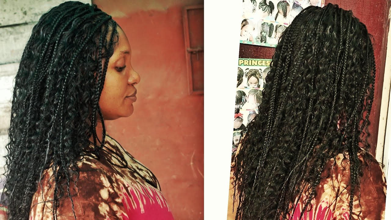 How to make goddess box braids and dip it in hot water - YouTube