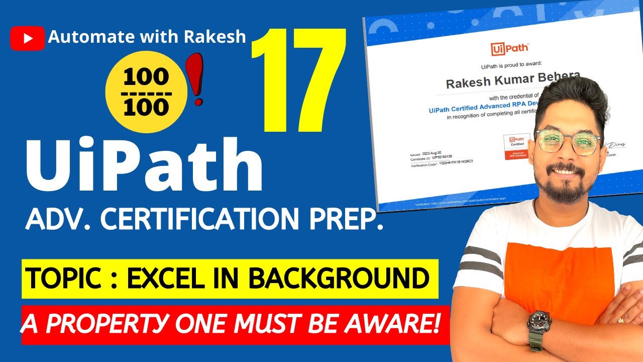 UiPath Advance Certification | Topic 17 UIPATH EXCEL IN BACKGROUND ...