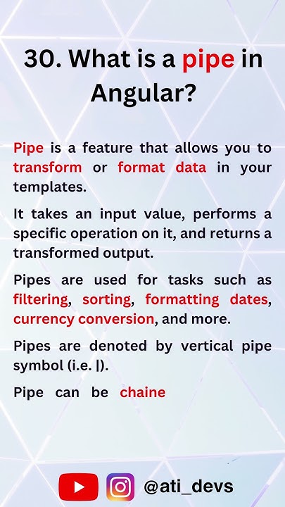 What is a pipe in Angular? #shorts #angular #interview - YouTube