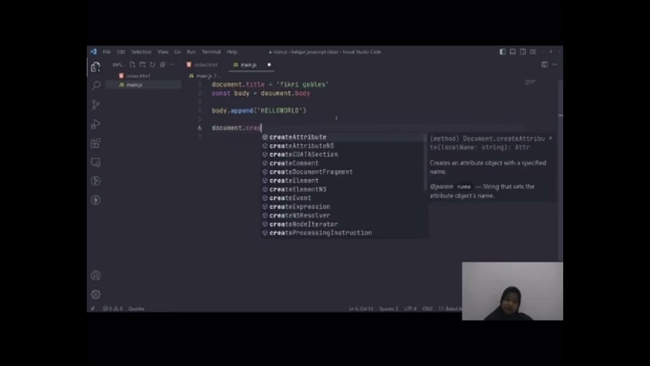 Dasar pemrograman mobile (belajar dasar pemrograman javascript dengan DOM) - YouTube
