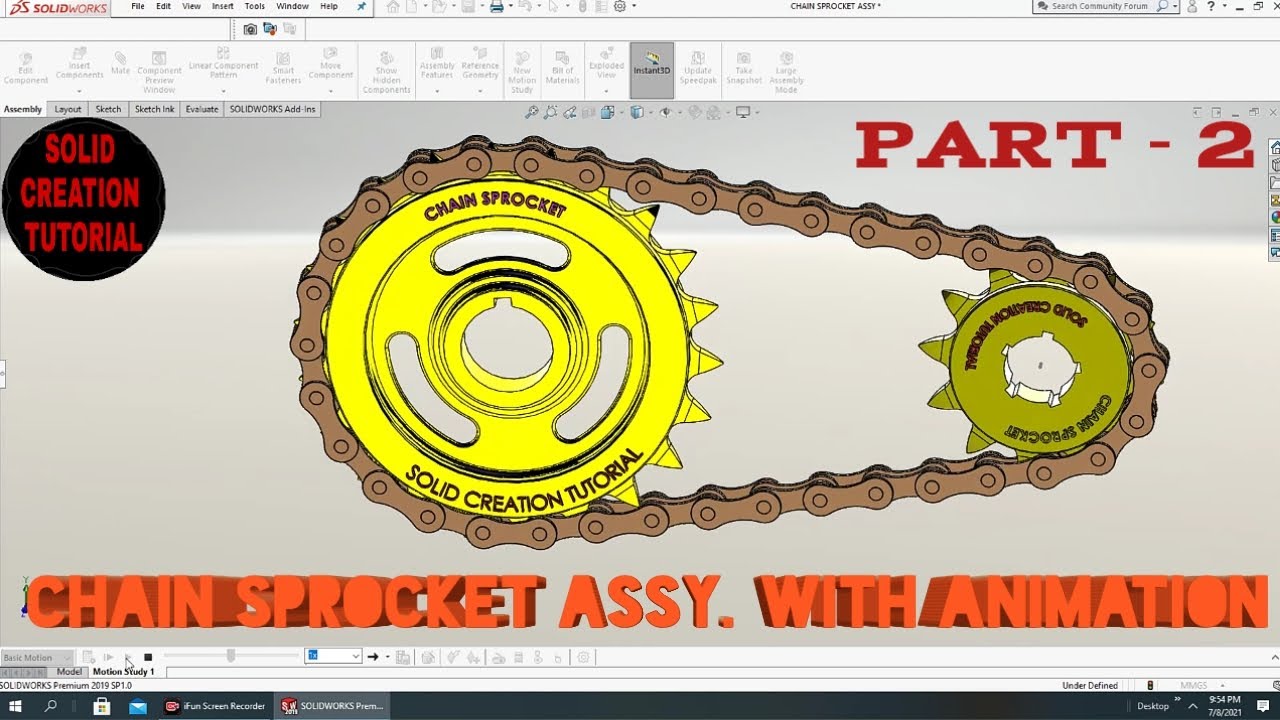 CHAIN SPROCKET ASSEMBLY WITH ANIMATION IN SOLID WORKS. - YouTube