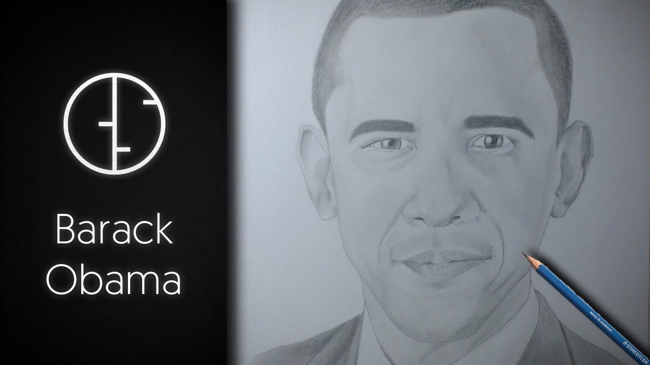 Portrait Drawing - Barack Obama (realistic pencil speed portrait ...