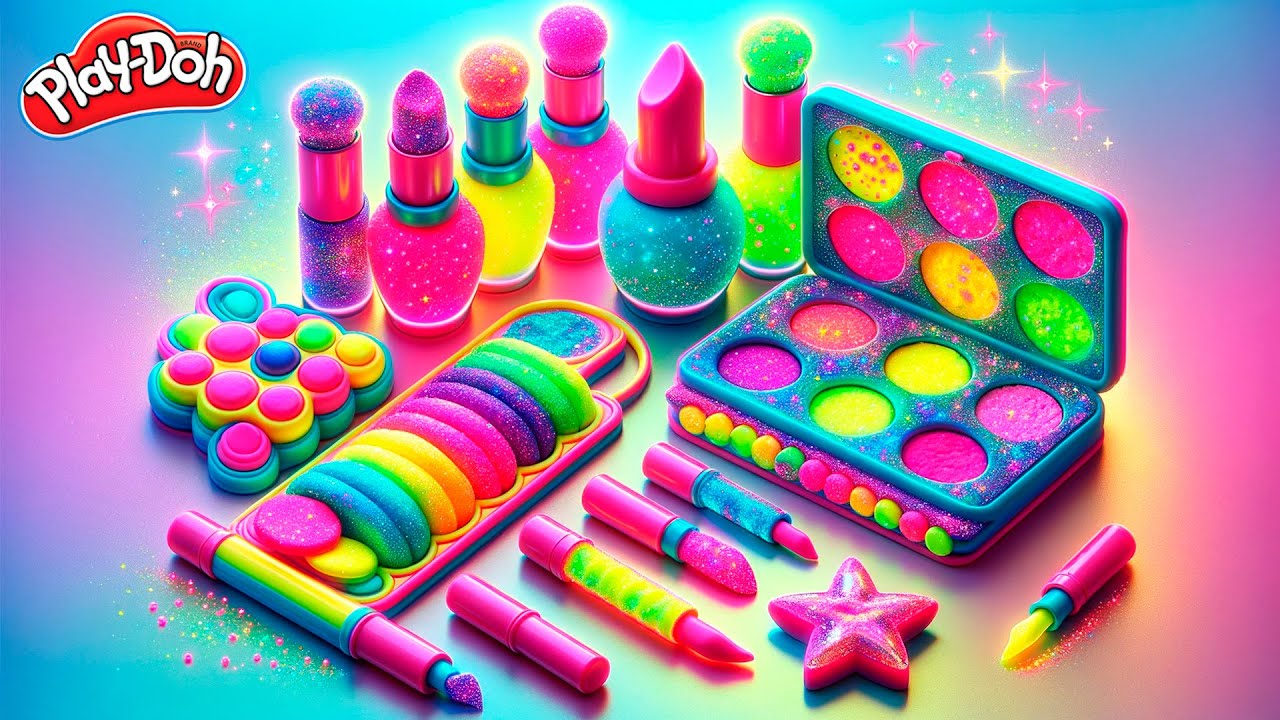 Play Doh Makeup Set How to Make Eyeshadow Lipstick 💄 Nail Polish 💅 with ...