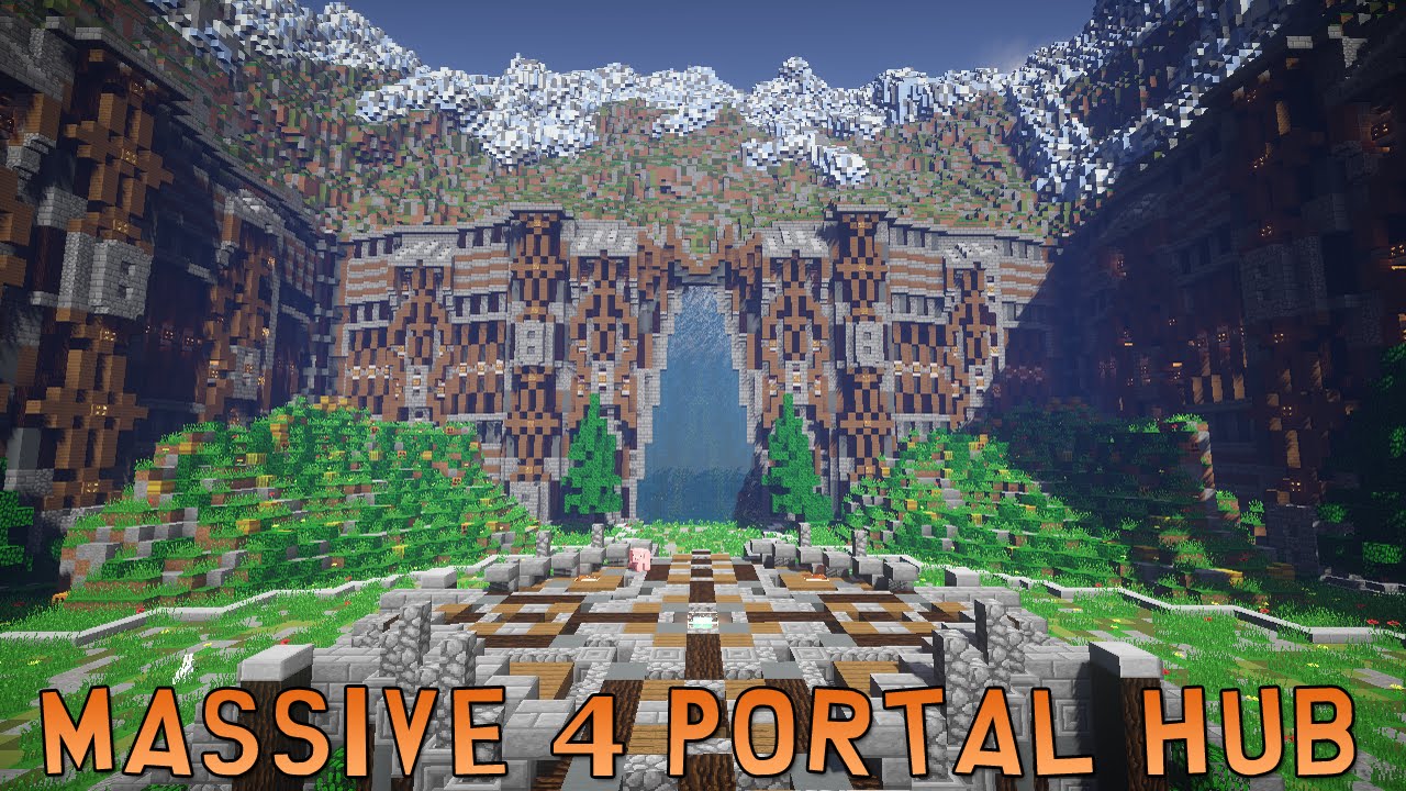Minecraft - HUGE 4 Portal Hub Spawn [Custom] - YouTube